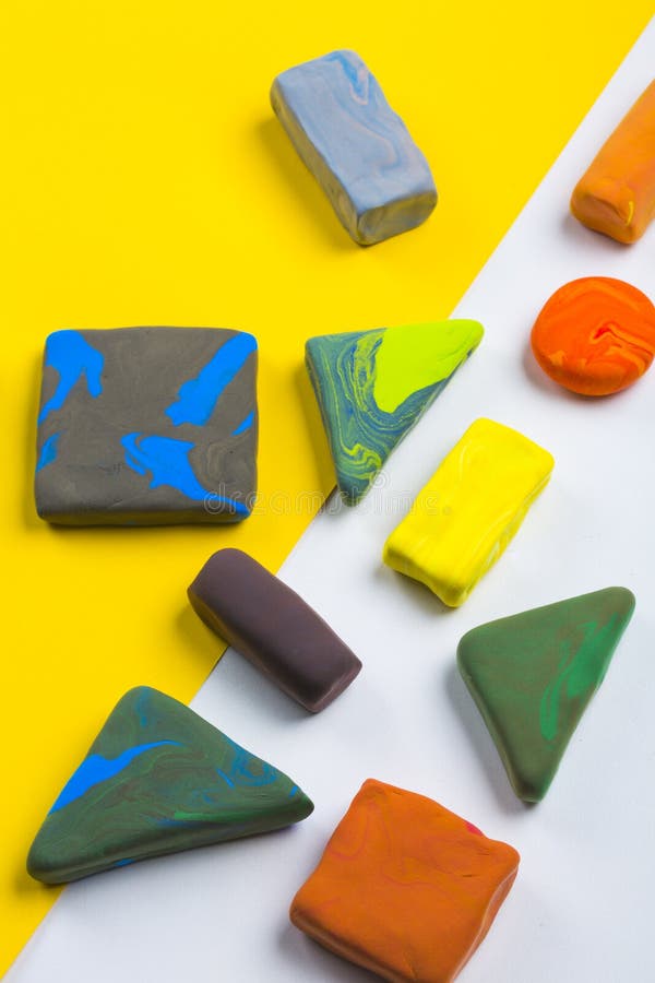 Colorful Clay on the Table Display Like Candy Bar with Yellow Paper ...