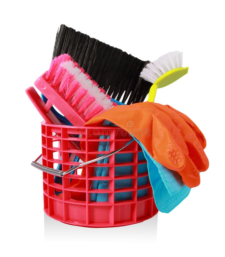 Colorful Cleaning Products Isolated Over White Stock Image - Image of ...