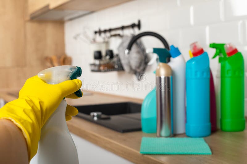 Cleaning items stock image. Image of glove, equipment - 203437735