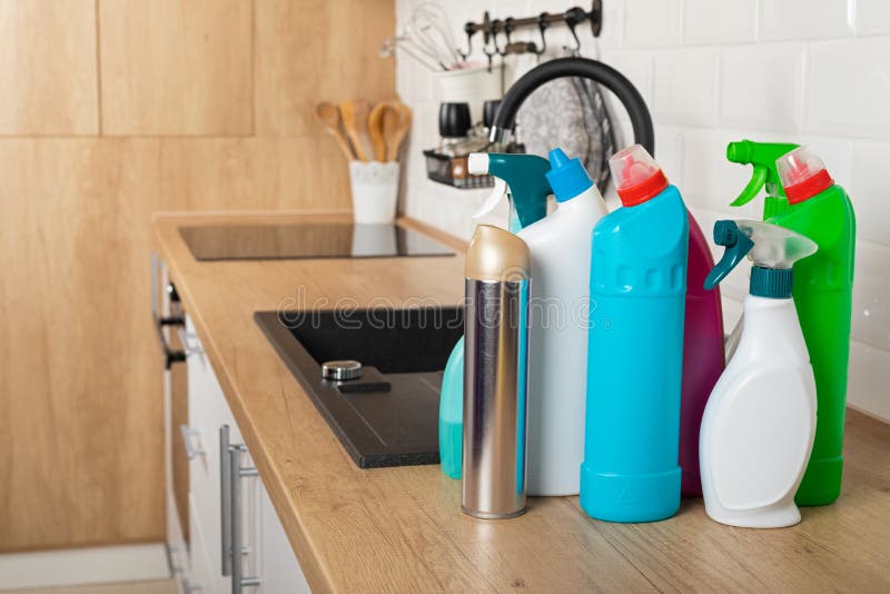 Cleaning items stock image. Image of antiseptic, bottle - 203437757