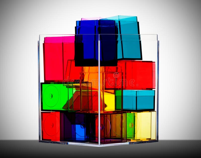 Colorful Clear Boxes Back Lit Stock Photo - Image of container, back ...
