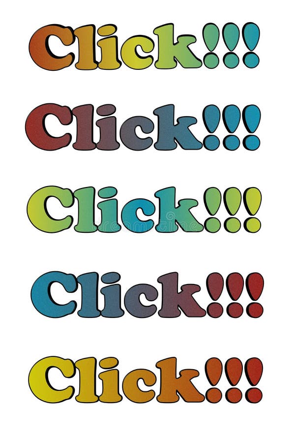 Colorful Click Buttons Isolated on White Background. Stock Illustration ...