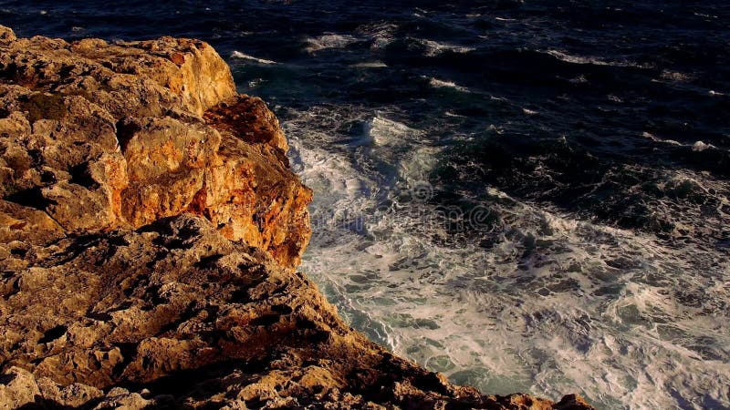 Colorful Cliff Line with Deep Blue Ocean Stock Footage - Video of cliff ...