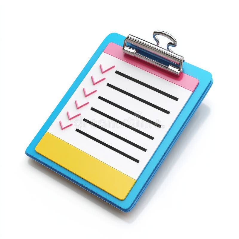 Colorful Clipboard Checklist Modern 3D Render of a Blue, Pink and ...