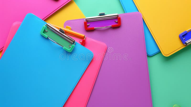 Colorful Clipboards for Classroom Fun Stock Illustration - Illustration ...