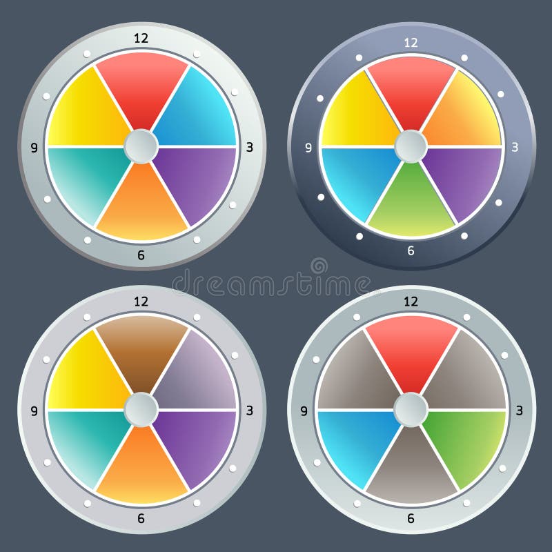 Colorful Clock Face. Hour Dial with Numbers in Colored Circles. Simple ...