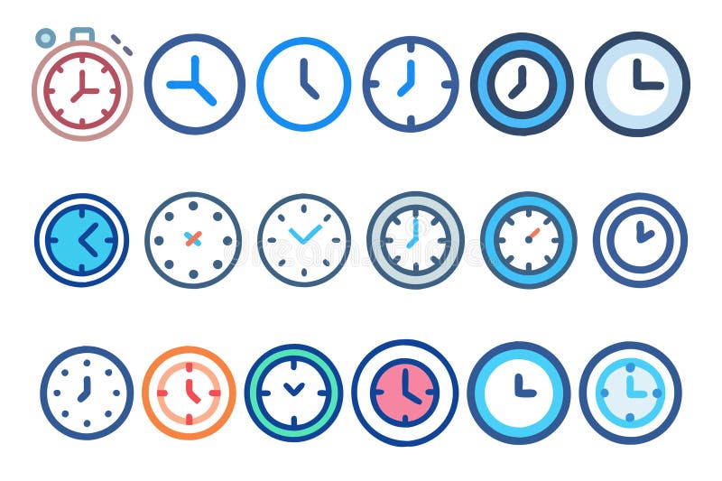 Colorful Clock Icons Set for Time Management Stock Vector ...