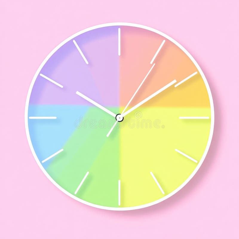 Colorful Clock with Pastel Gradient Background Stock Photo - Image of ...