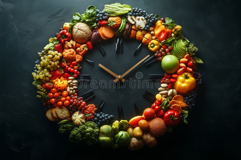 Colorful Clock of Vegetables Representing the Essence of Intermittent ...