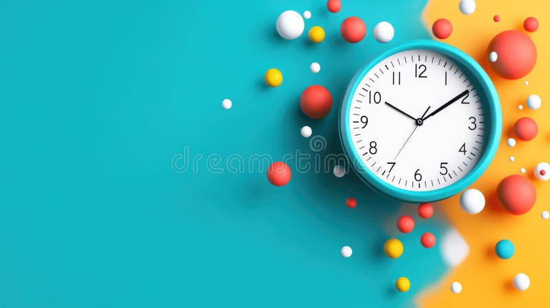 Colorful Clock with Vibrant Spheres on Bright Background Stock Photo ...