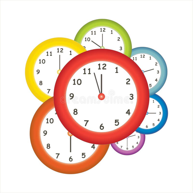 Colorful clocks stock vector. Illustration of element - 26650064