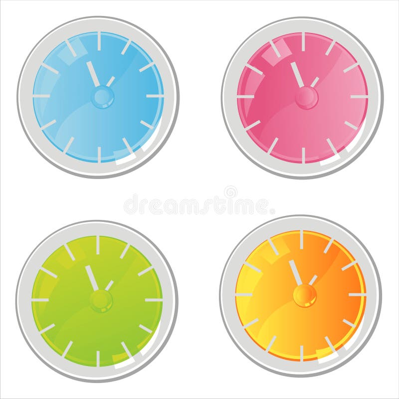 Colorful clocks icons stock vector. Illustration of isolated - 18065963