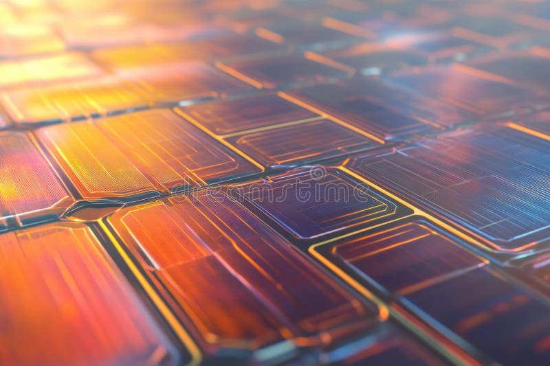 Colorful Close-up of Abstract Solar Panel Technology with Glowing ...