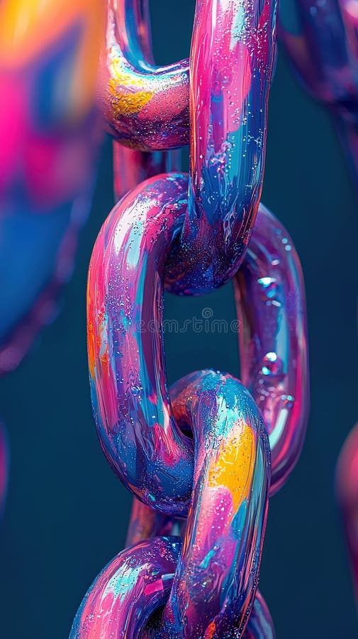 Colorful Close-up of Interlinked Chains with Abstract Textures Stock ...