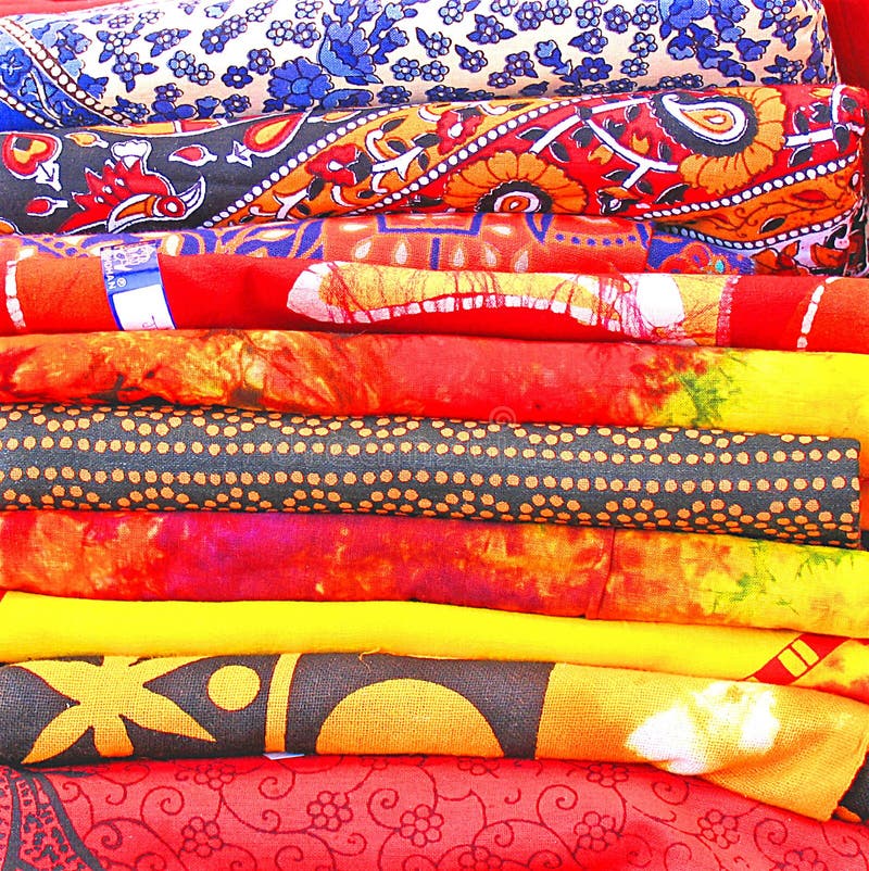 Colorful Thai Handicraft Fabrics Stock Photo - Image of color, green ...