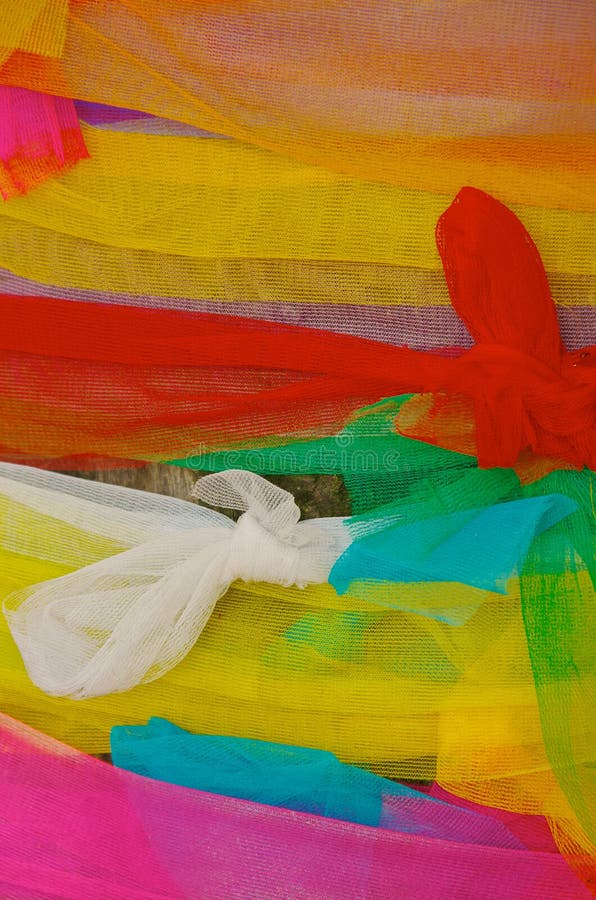 Colorful Cloth on Tree(thai Tradition) Stock Image - Image of respect ...