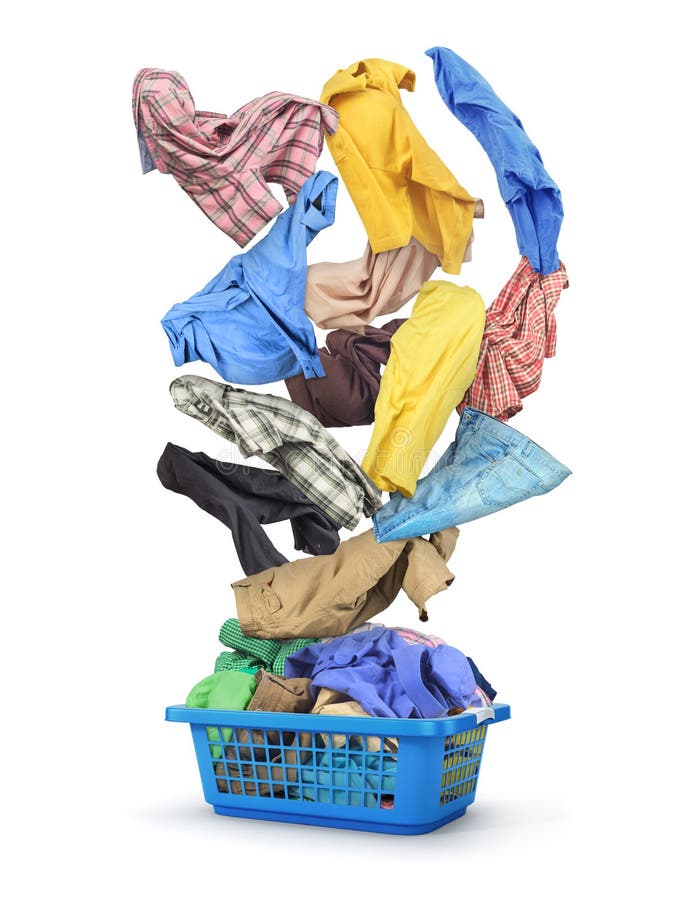 Colorful Clothes Fall in a Full Laundry Basket Stock Image - Image of ...