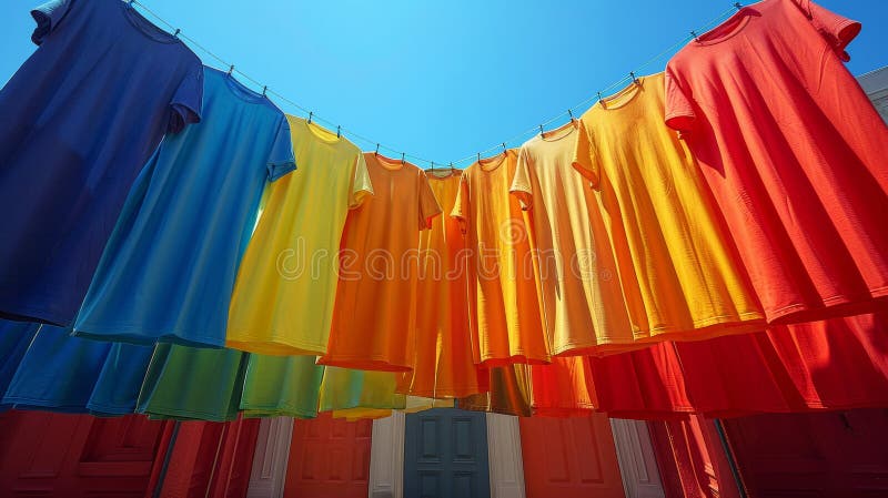 Colorful Clothes Hanging from a Clothesline Stock Image - Image of ...
