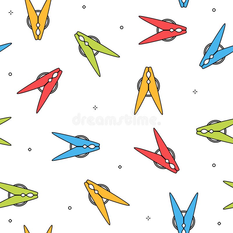 Colorful Clothes Peg Seamless Pattern Stock Vector - Illustration of ...