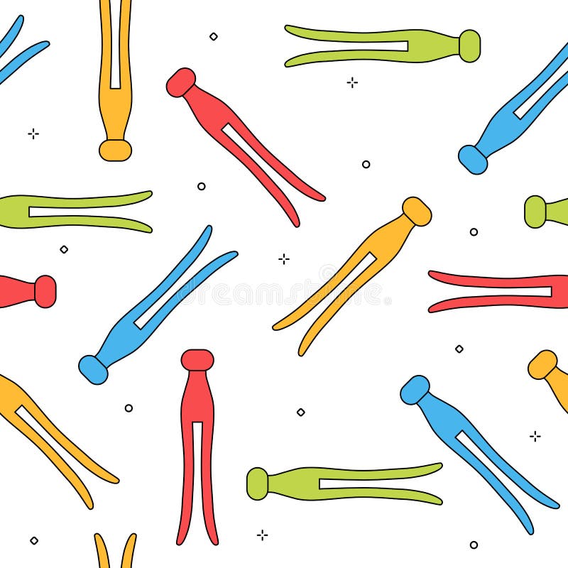 Colorful Clothes Peg Seamless Pattern Stock Vector - Illustration of ...