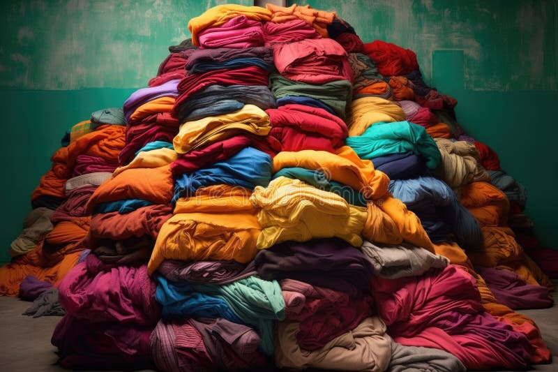 Colorful Clothes Separated into Piles by Color Stock Illustration ...