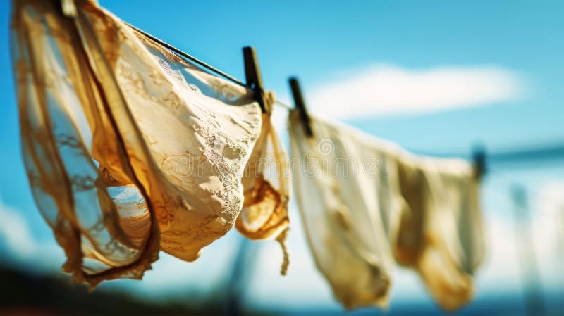 Colorful Clothes Sway in the Breeze on a Clothes Line, Basking in the ...