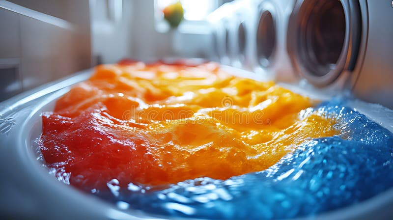 Colorful Clothes Washing Machine Spin Cycle Laundry Room Stock ...