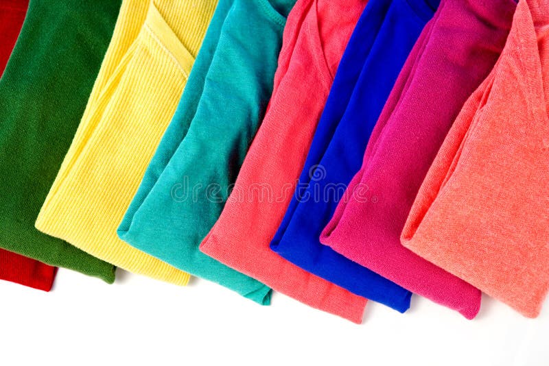 Colorful Clothes on White Background. Stock Photo - Image of blue ...
