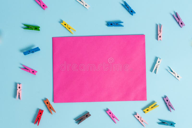 Colorful Clothespin Spread Around a Rectangle Square Shaped Colored ...