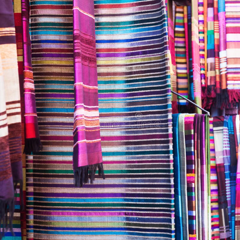 Textile Fabrics from Marrakesh Stock Photo - Image of morocco, bags ...