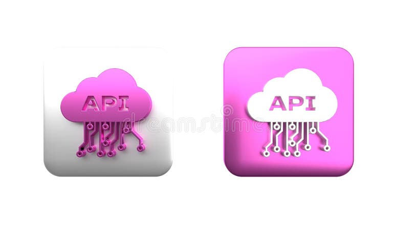 Colorful Cloud Api Interface Icon Isolated on White Background. Application Programming ...