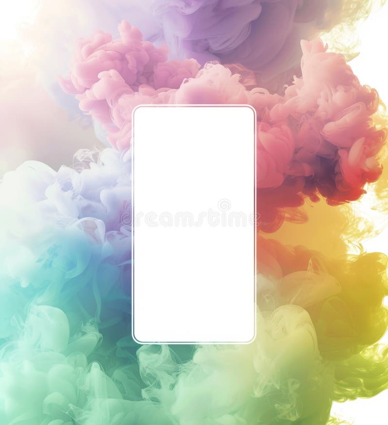 Colorful Cloud Background with Blank White Rectangular Label in the ...