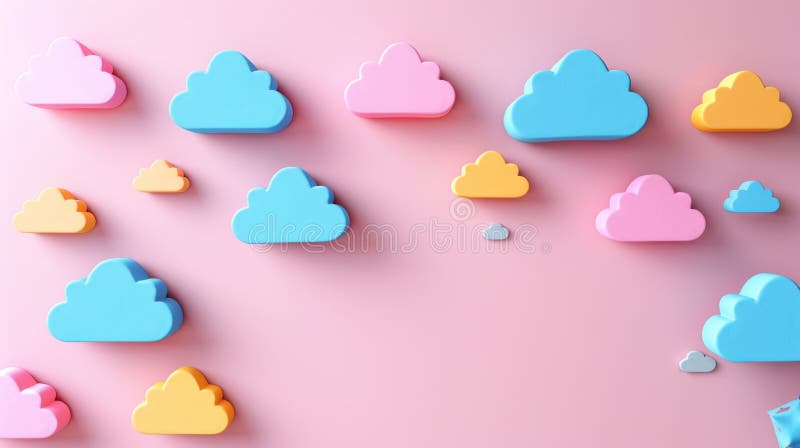 Colorful Cloud Computing Concept Frame Border Background with 3D Clouds ...