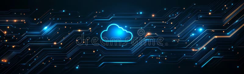 A Colorful Cloud Computing Image Featuring Data Lines Directed Towards a Digital Cloud Symbol ...
