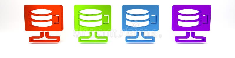 Colorful Cloud Database Icon Isolated on White Background. Cloud ...
