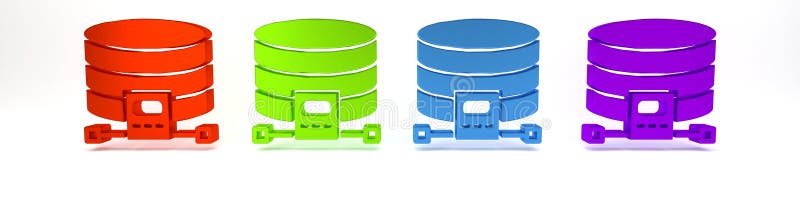 Colorful Cloud Database Icon Isolated on White Background. Cloud ...