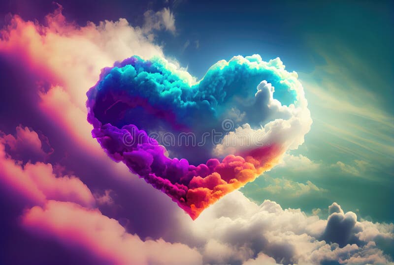Colorful Cloud in Heart Shape on the Dawn Sky Background. Nature and ...