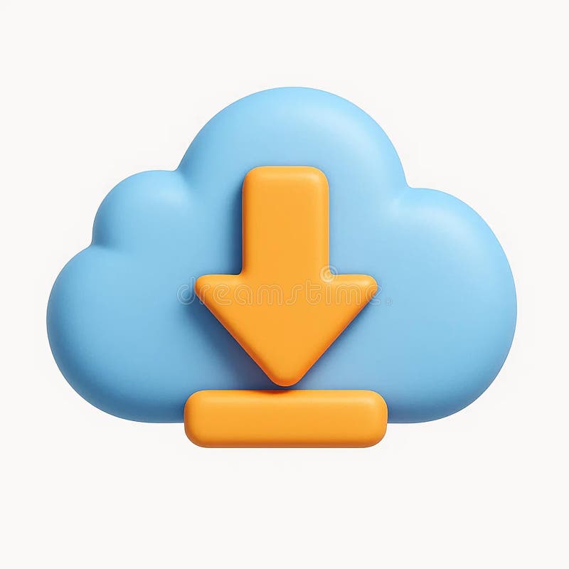 Colorful Cloud Icon with Download Arrow Symbolizing Digital Storage ...