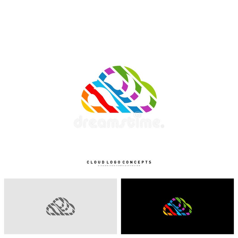 Colorful Cloud Logo Design Concept Vector. Cloud Paint Logo Template ...