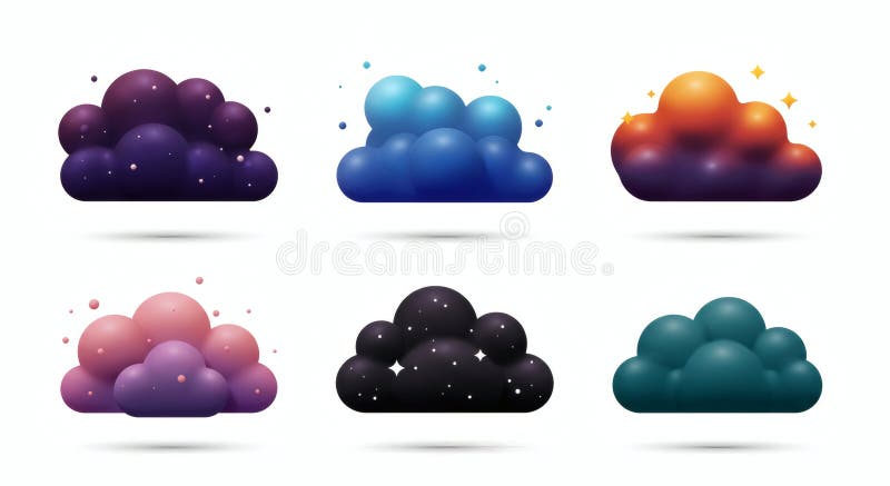 Colorful Cloud Set Vector Illustration for Weather Forecast or Graphic ...