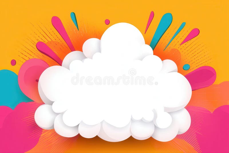 Colorful Cloud Shapes on an Orange Background with Burst Comic Pop Art ...
