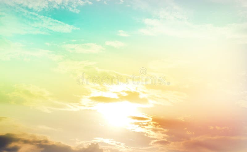 Colorful Cloud Sky and Sun Light - Vintage Style Stock Photo - Image of ...