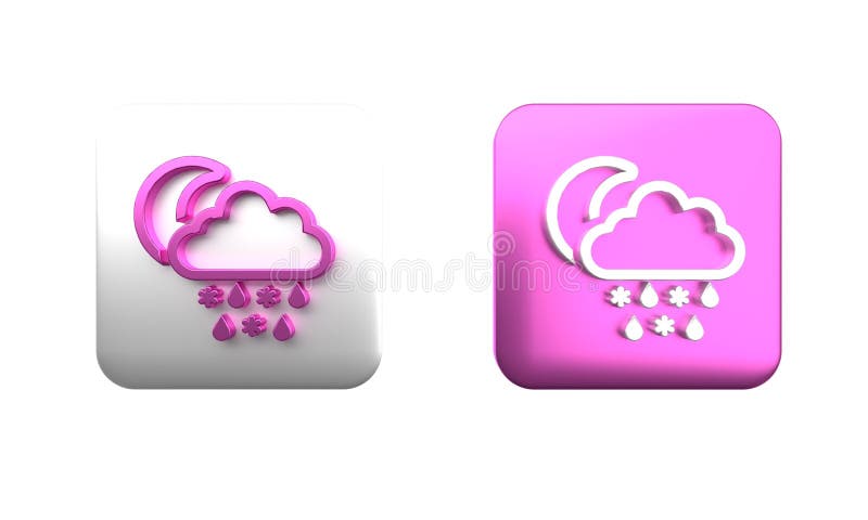 Colorful Cloud with Snow, Rain and Moon Icon Isolated on White ...