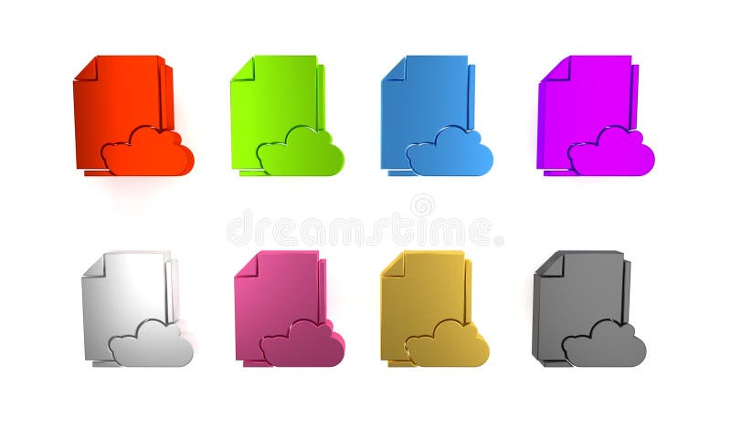 Colorful Cloud Storage Text Document Icon Isolated on White Background ...