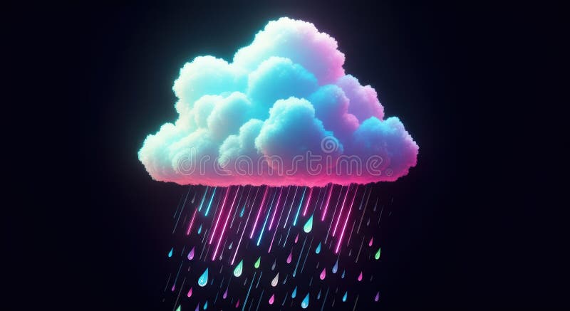 Colorful Cloud with Vibrant Rain, Representing Creativity and ...