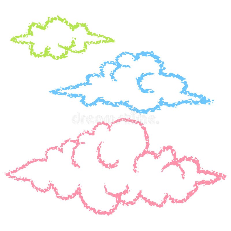 Colorful Clouds Crayon Drawing Vector Illustration Stock Vector ...