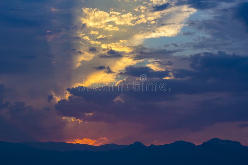 Colorful Clouds and Light Flashes at Sunset in Antalya Stock Image ...