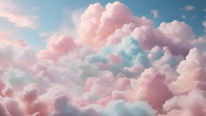Colorful Clouds Made from Cotton Candy Stock Illustration ...