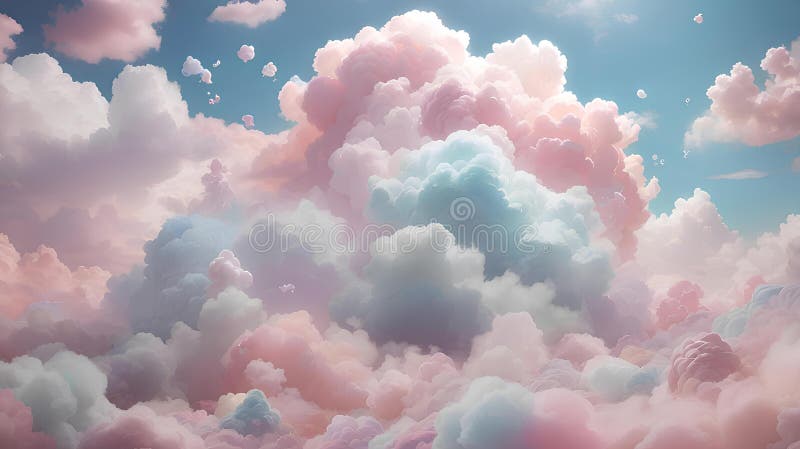 Colorful Clouds Made from Cotton Candy Stock Illustration - Illustration of festival, floss ...