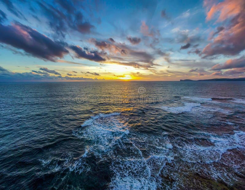 Colorful Clouds Over Alghero Shore at Sunset Stock Image - Image of ...